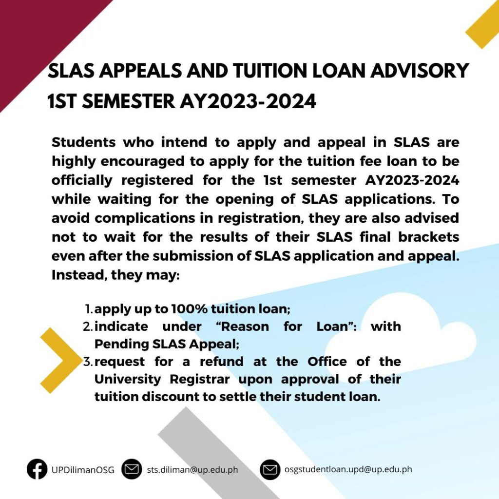 SLAS Appeals and Tuition Loan Advisory 1st Semester AY 2023-2024 - UP ...